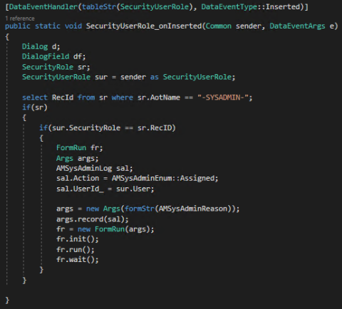 Add Logging to SysAdmin Role Assignments in D365FO - Alex Meyer