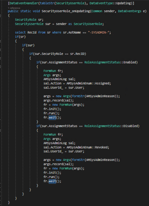 Add Logging to SysAdmin Role Assignments in D365FO - Alex Meyer